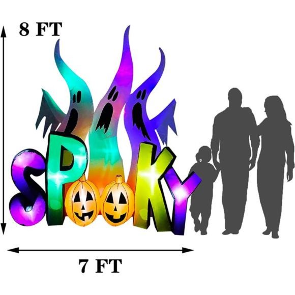 Holiday | 8 Ft Halloween Inflatable Ghosts Family With Spooky Pumpkin ...